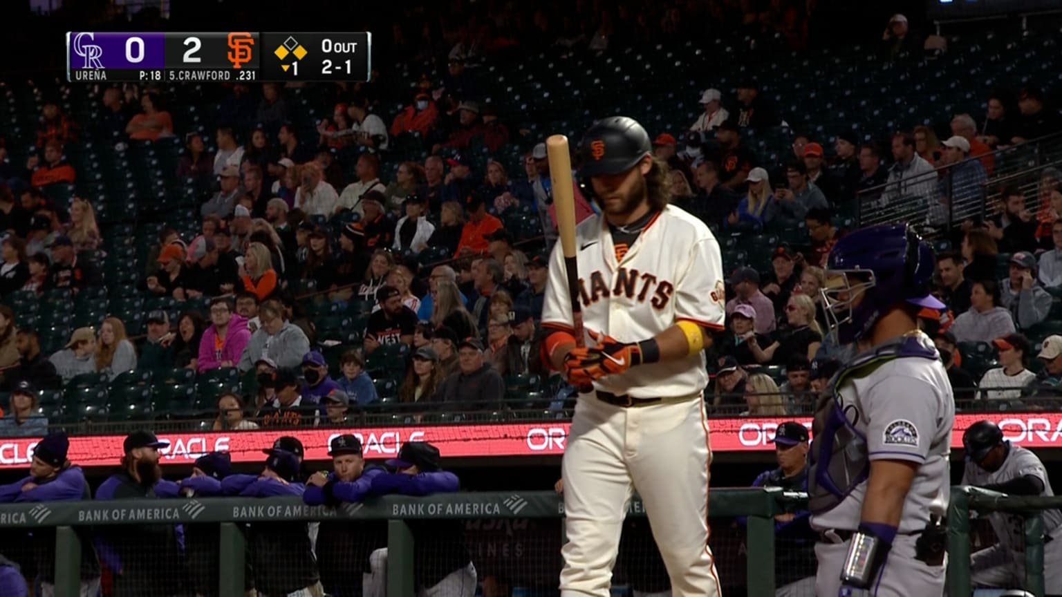 Brandon Crawford smacks a sacrifice fly to left | 09/28/2022 | San ...