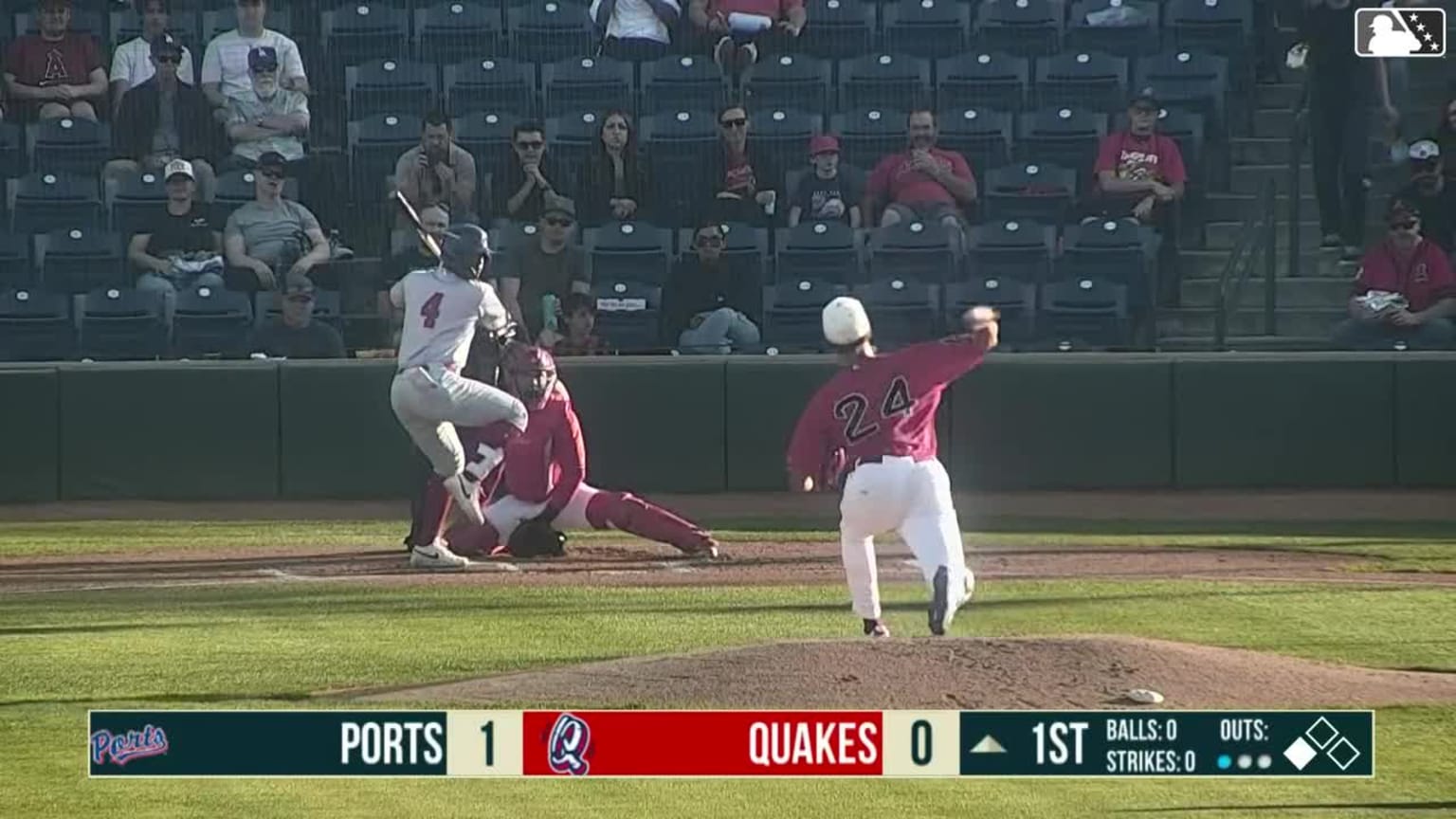 Breyson Guedez hits a ground-rule double (15) on a line drive down the ...