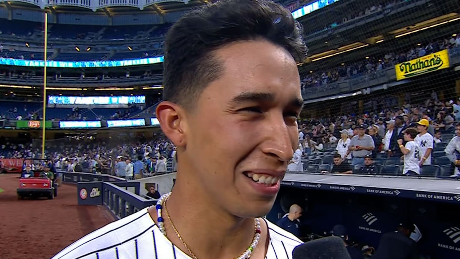 Oswaldo Cabrera does an on-field post-game interview | 09/07/2022 | New ...