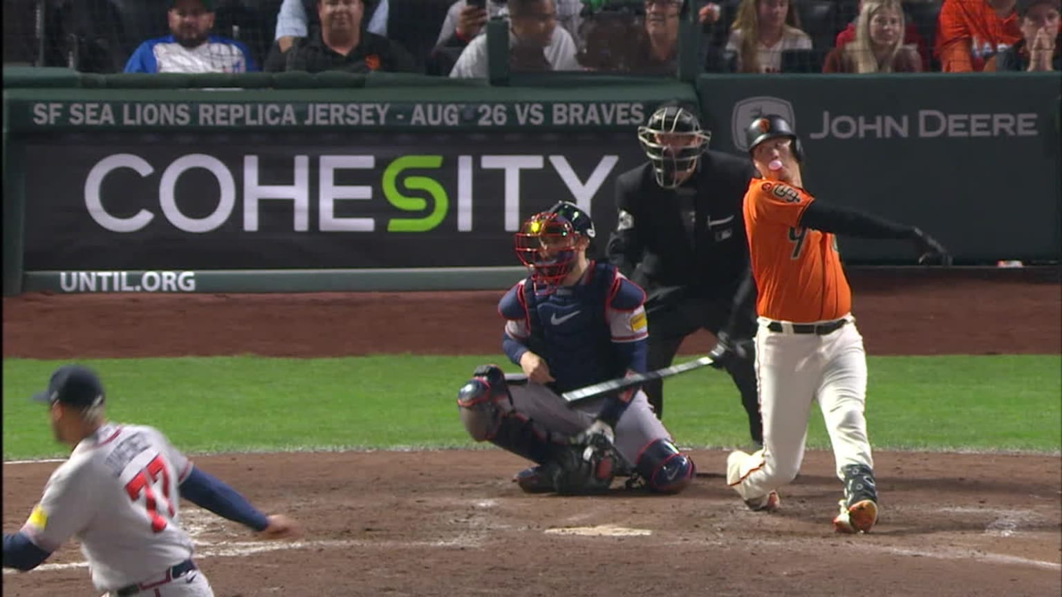 Ball swerves into fair territory, Braves get out | 08/25/2023 | San ...