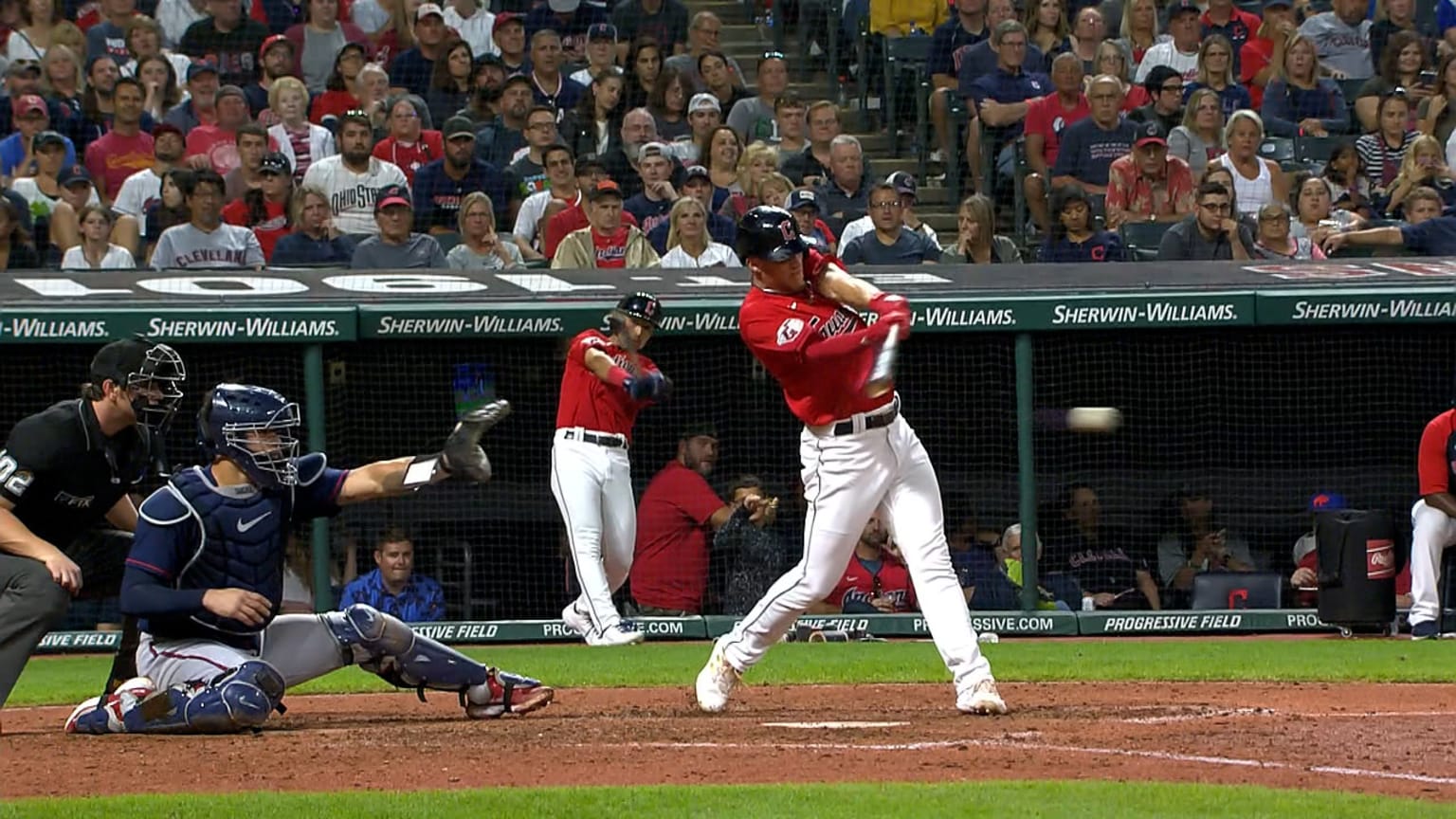 Myles Straw grounds an RBI single to center field | 09/16/2022 ...