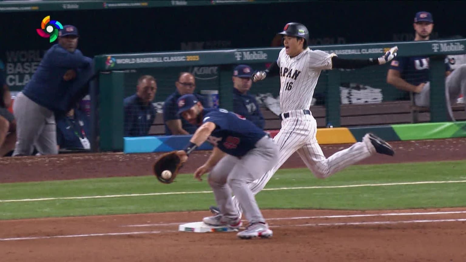 Ohtani beats out throw to first in the 7th inning | 03/21/2023 | Los ...