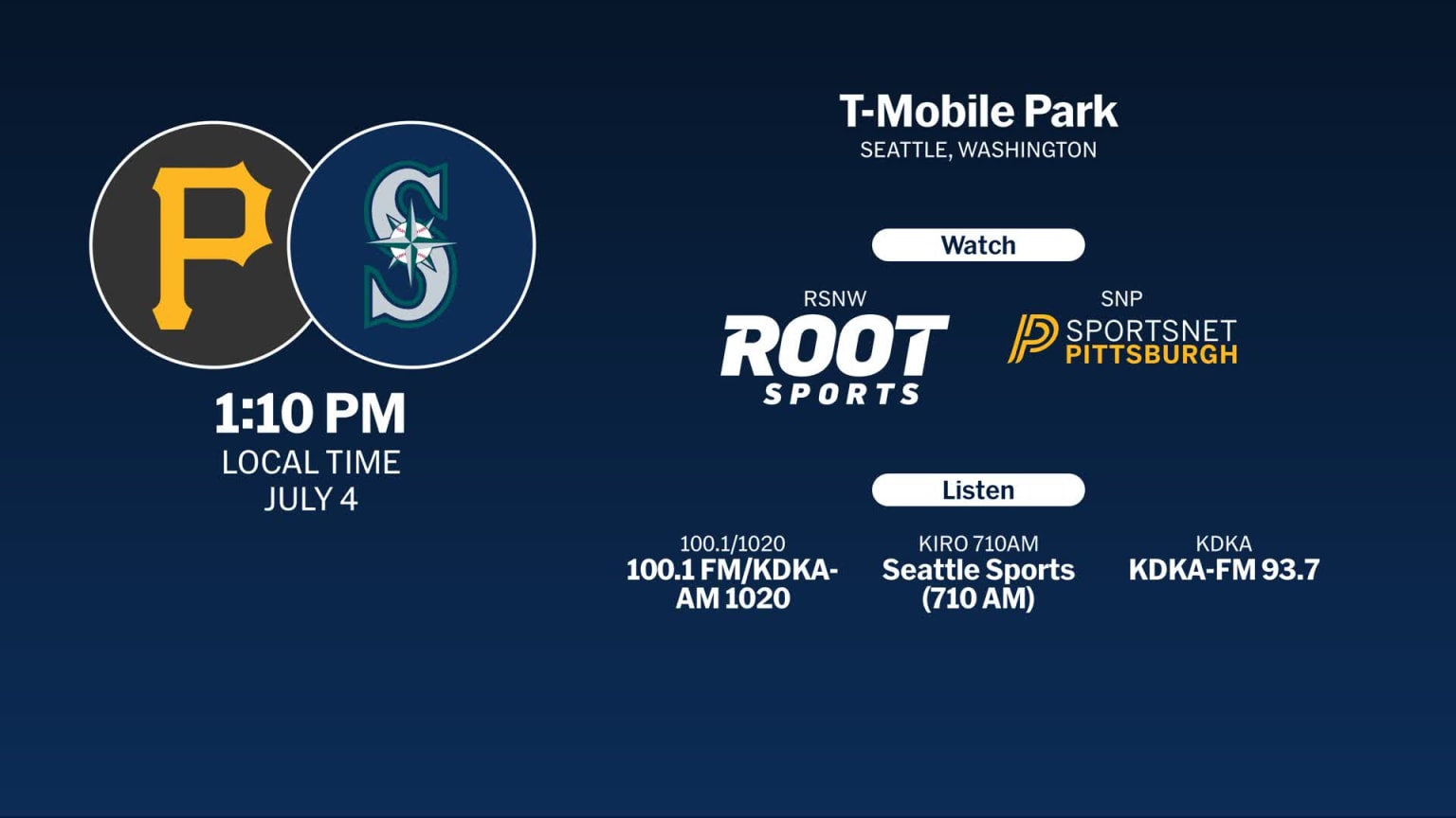 Pirates at Mariners - July 4, 2025: Tune In | 07/02/2025 | MLB.com