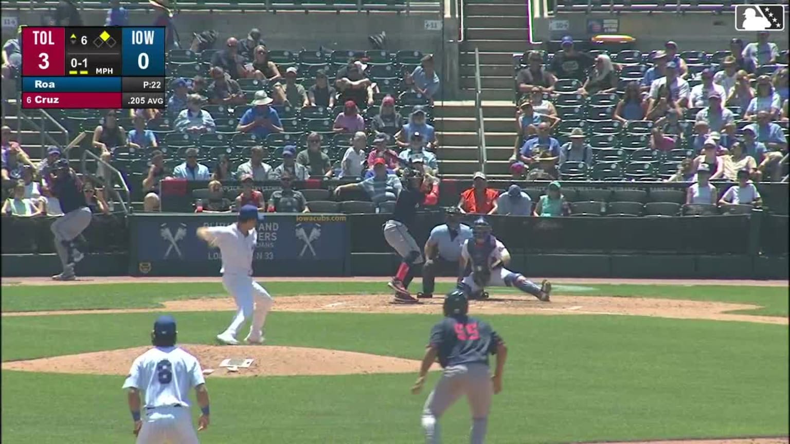 Trei Cruz singles on a soft line drive to left fielder Chas McCormick ...
