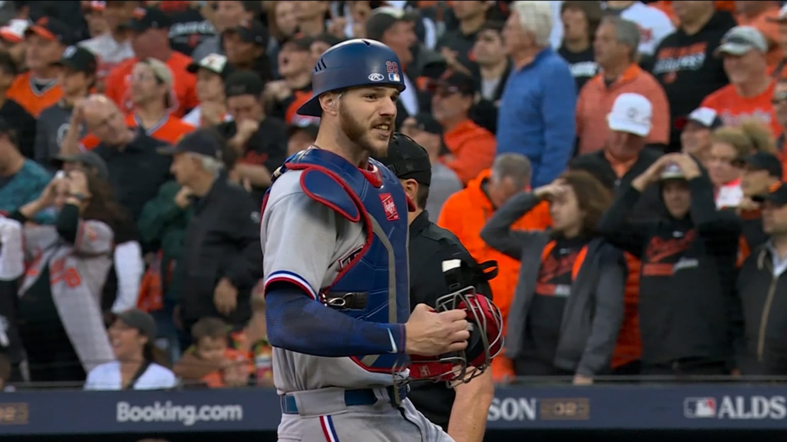 Jonah Heim throws out Gunnar Henderson at 2nd base | 10/07/2023 | Texas ...