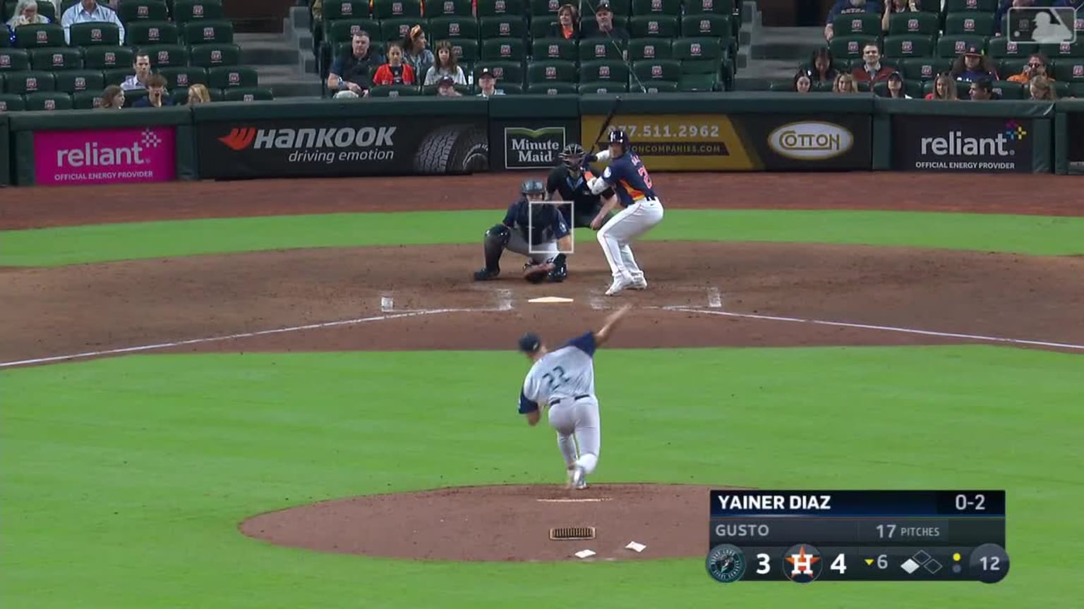 Yainer Diaz doubles (1) on a line drive to left fielder Quincy Hamilton ...