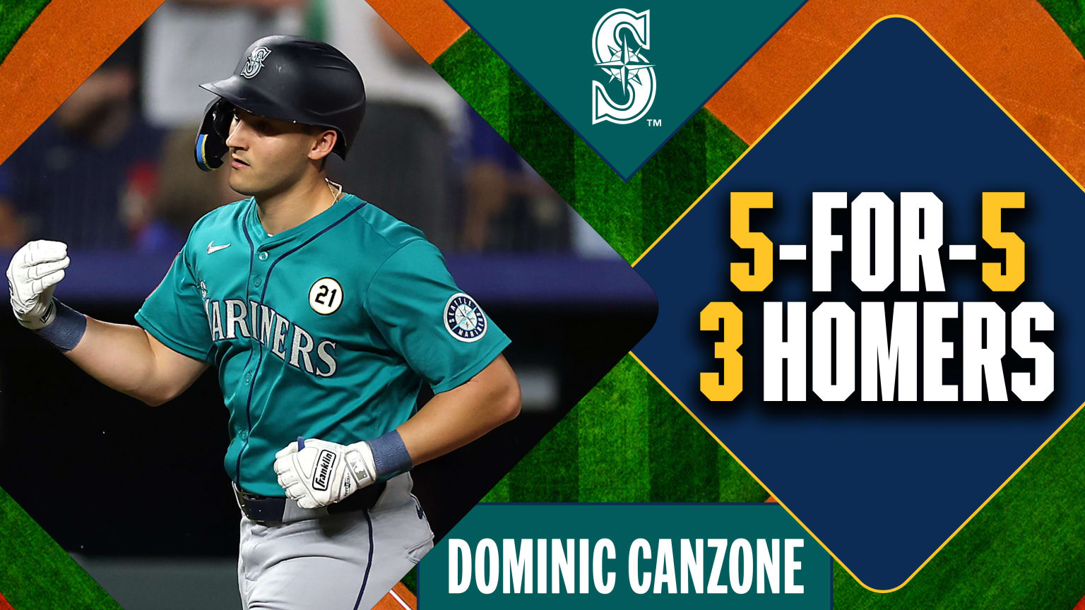 Dominic Canzone's five-hit, three-homer game | 09/16/2025 | Seattle ...