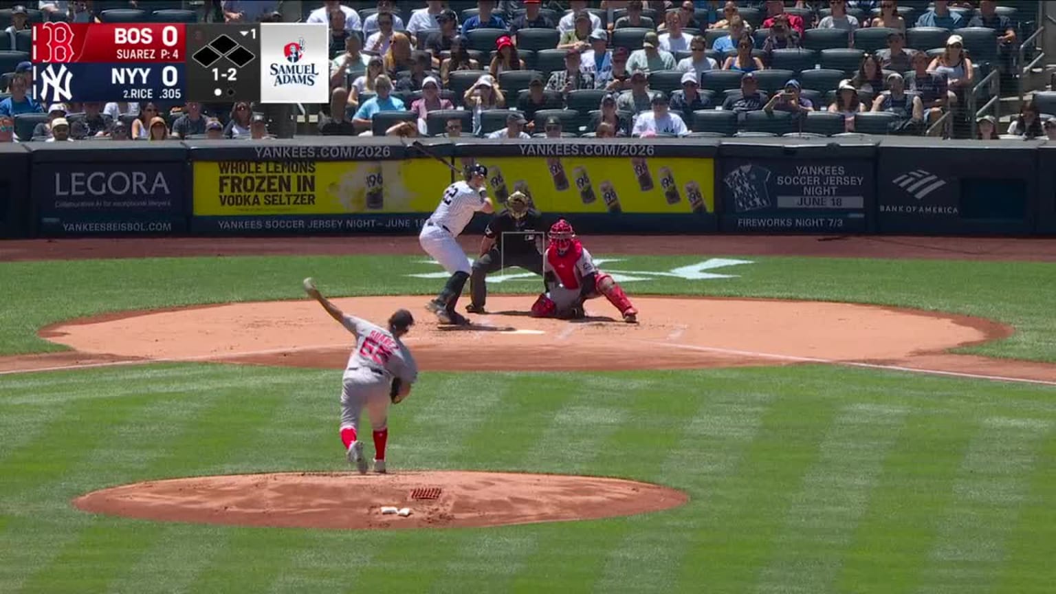Ranger Suarez strikes out Ben Rice | 06/07/2026 | Boston Red Sox