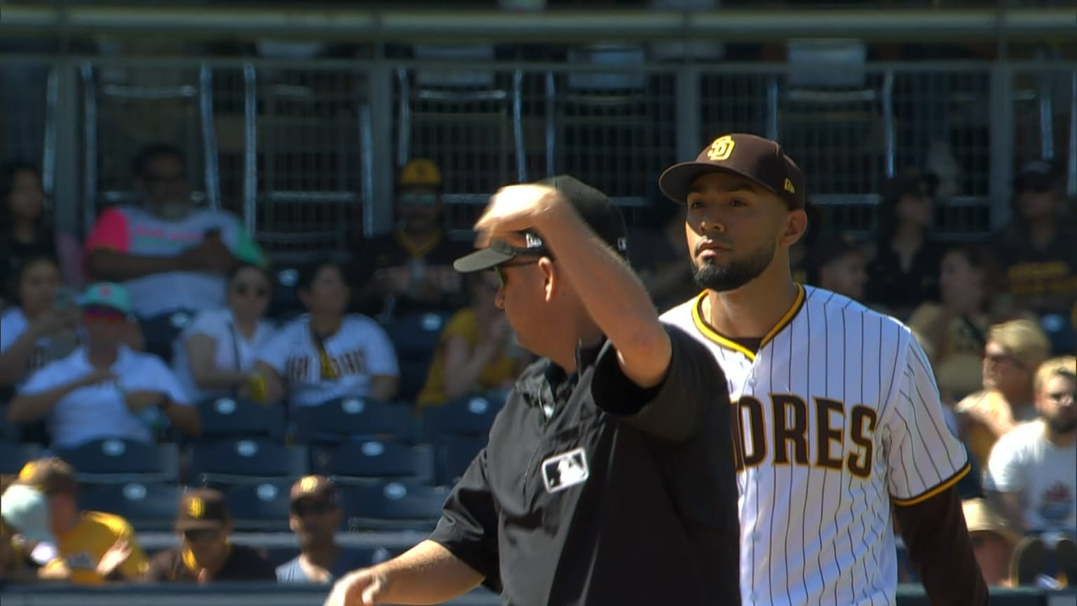 Robert Suarez gets ejected upon entering the game | 08/23/2023 | San ...