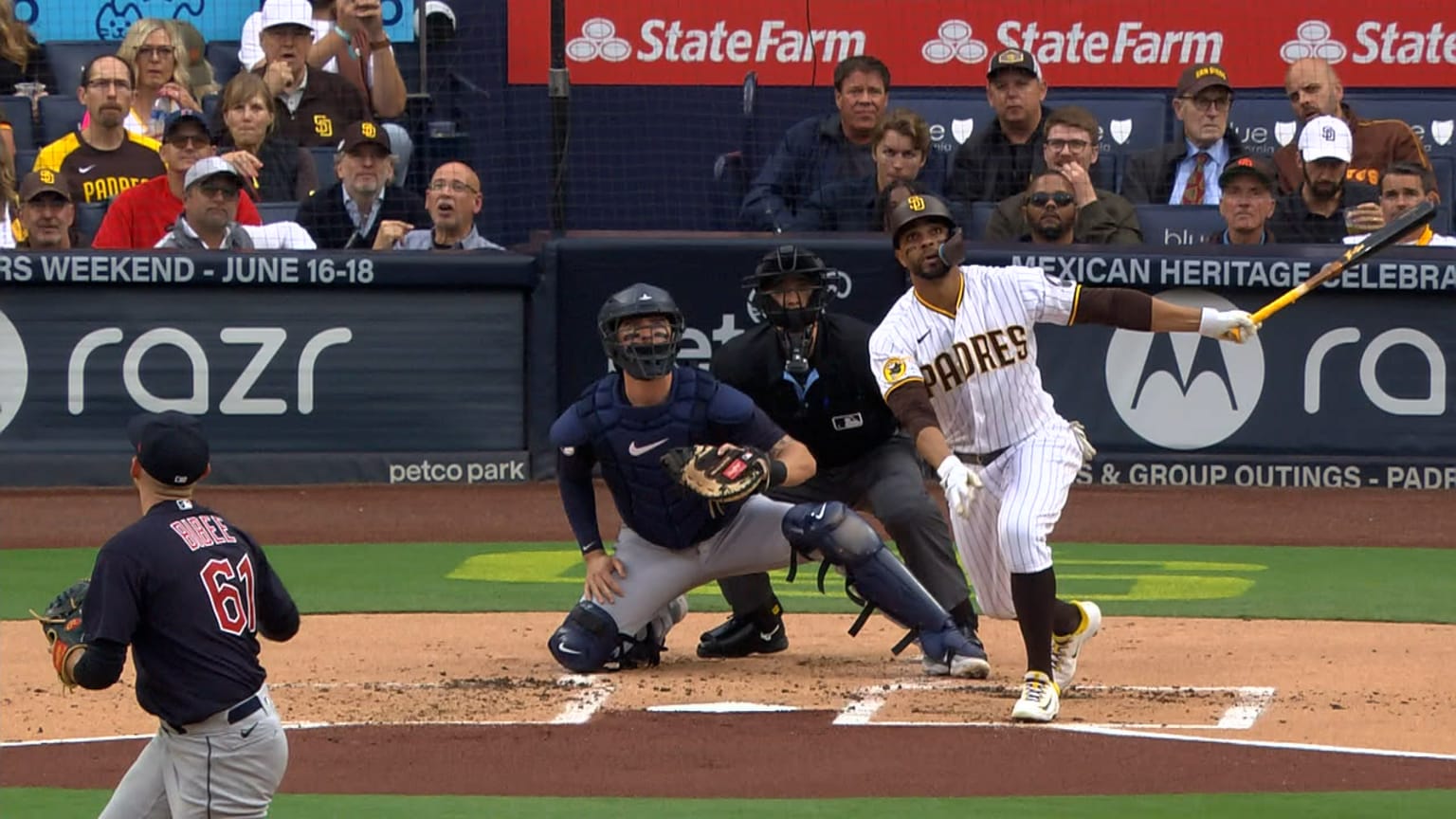 Xander Bogaerts skies a sac fly to center field | 06/13/2023 | San ...