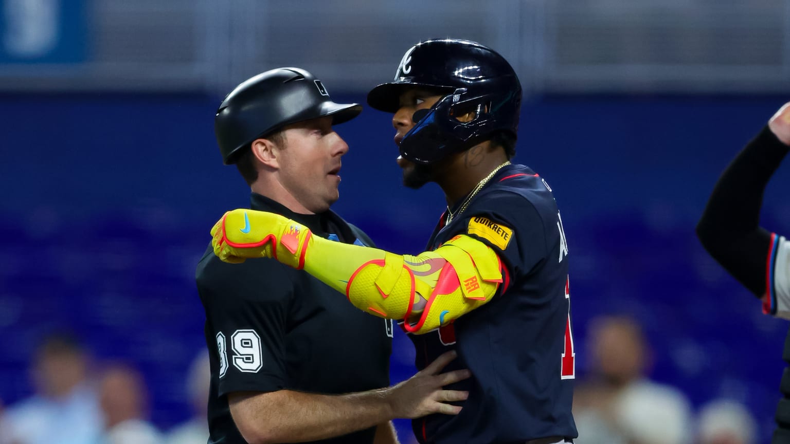Benches clear after Ryan Gusto plunks Acuña Jr. | 08/27/2025 | Miami ...