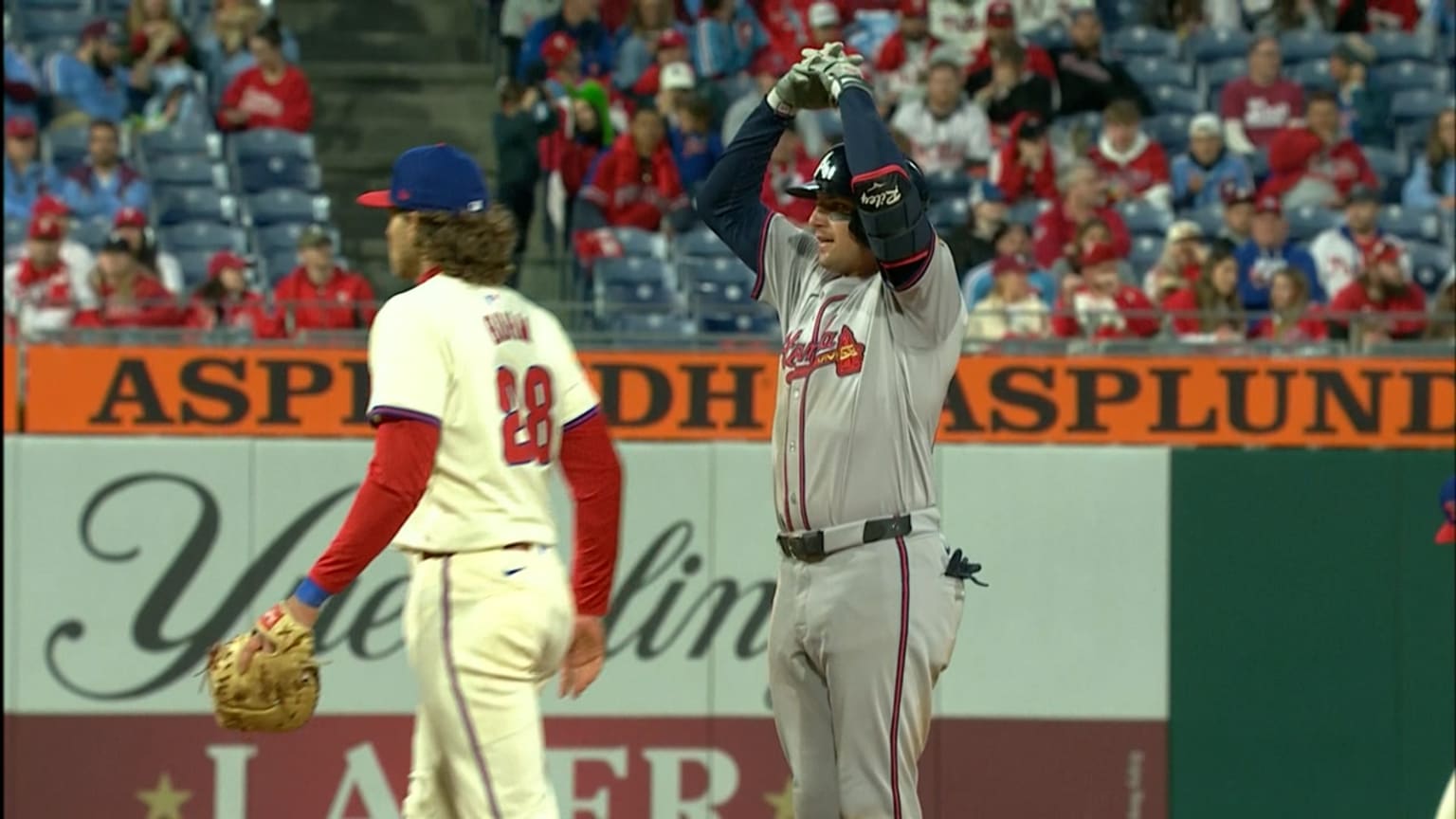 Austin Riley lines a double off the wall in center | 03/30/2024 ...