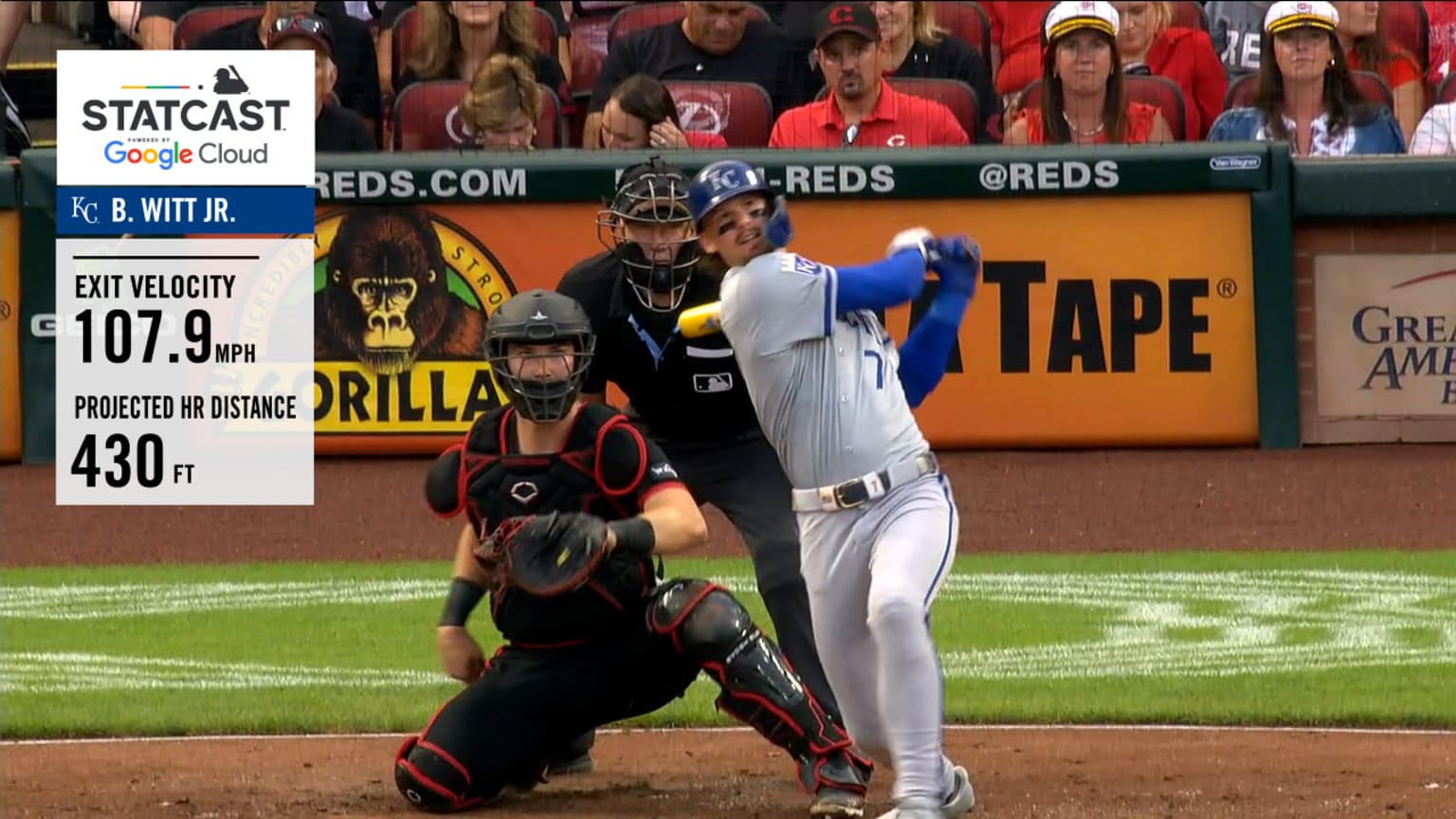Bobby Witt Jr. hits 430-foot, 107.9 mph home run | 08/16/2024 | Kansas City Royals