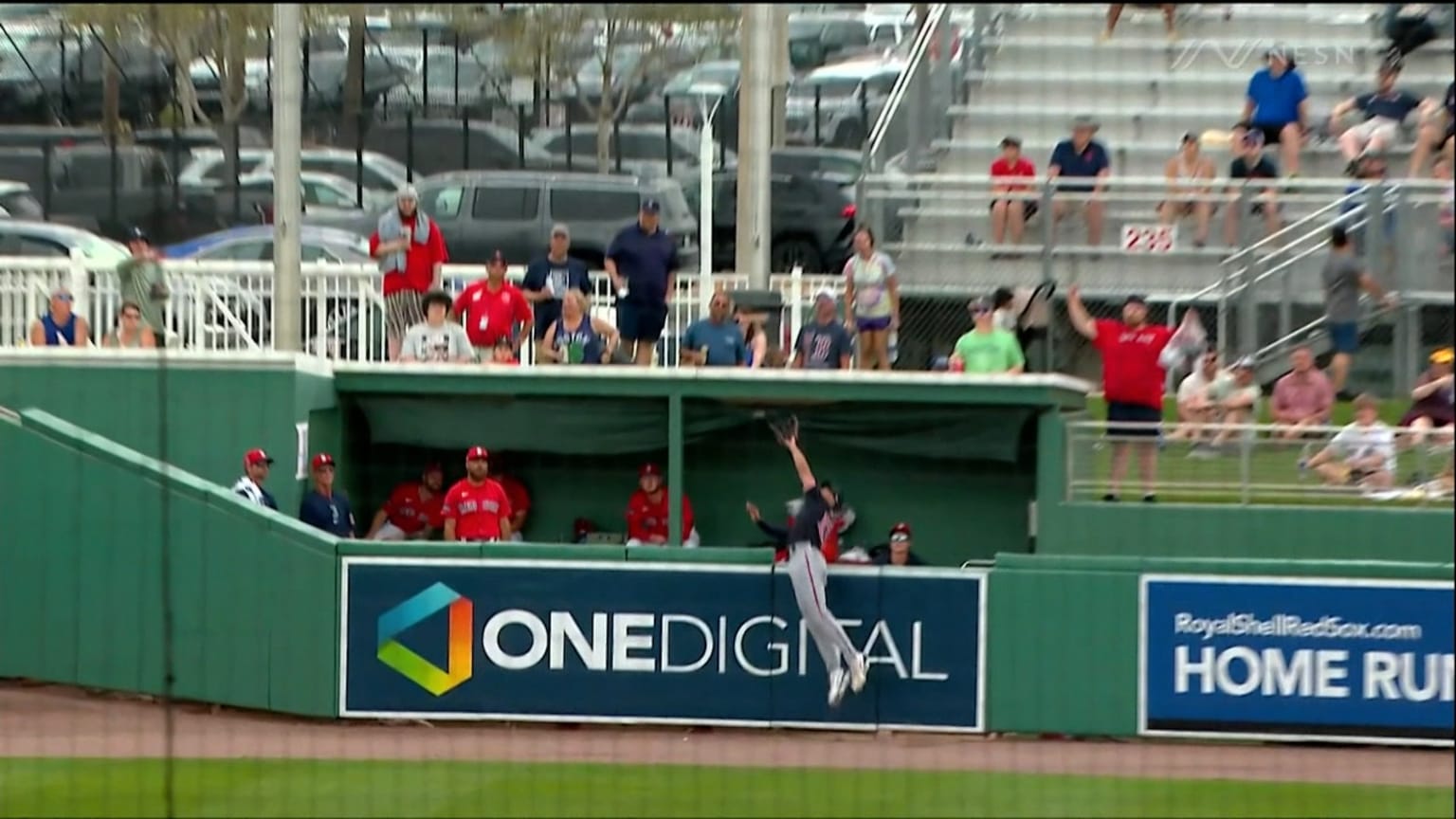 Daylen Lile carted off after falling over OF wall | 03/02/2024 | MLB.com