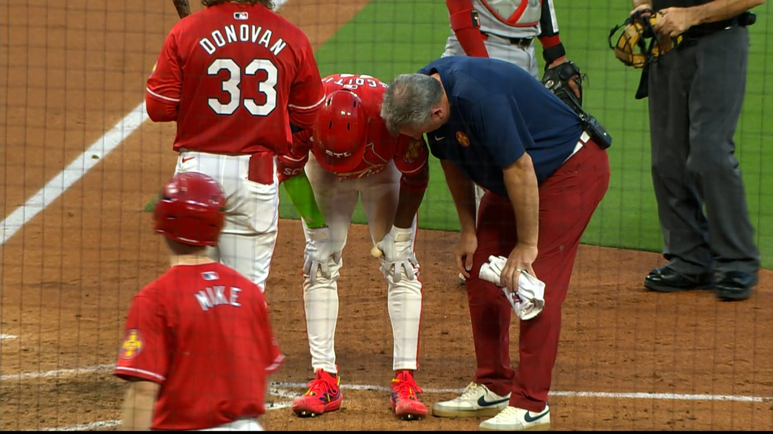 Victor Scott II recibe pelotazo | 20/06/2025 | Los Cardenales de San Luis