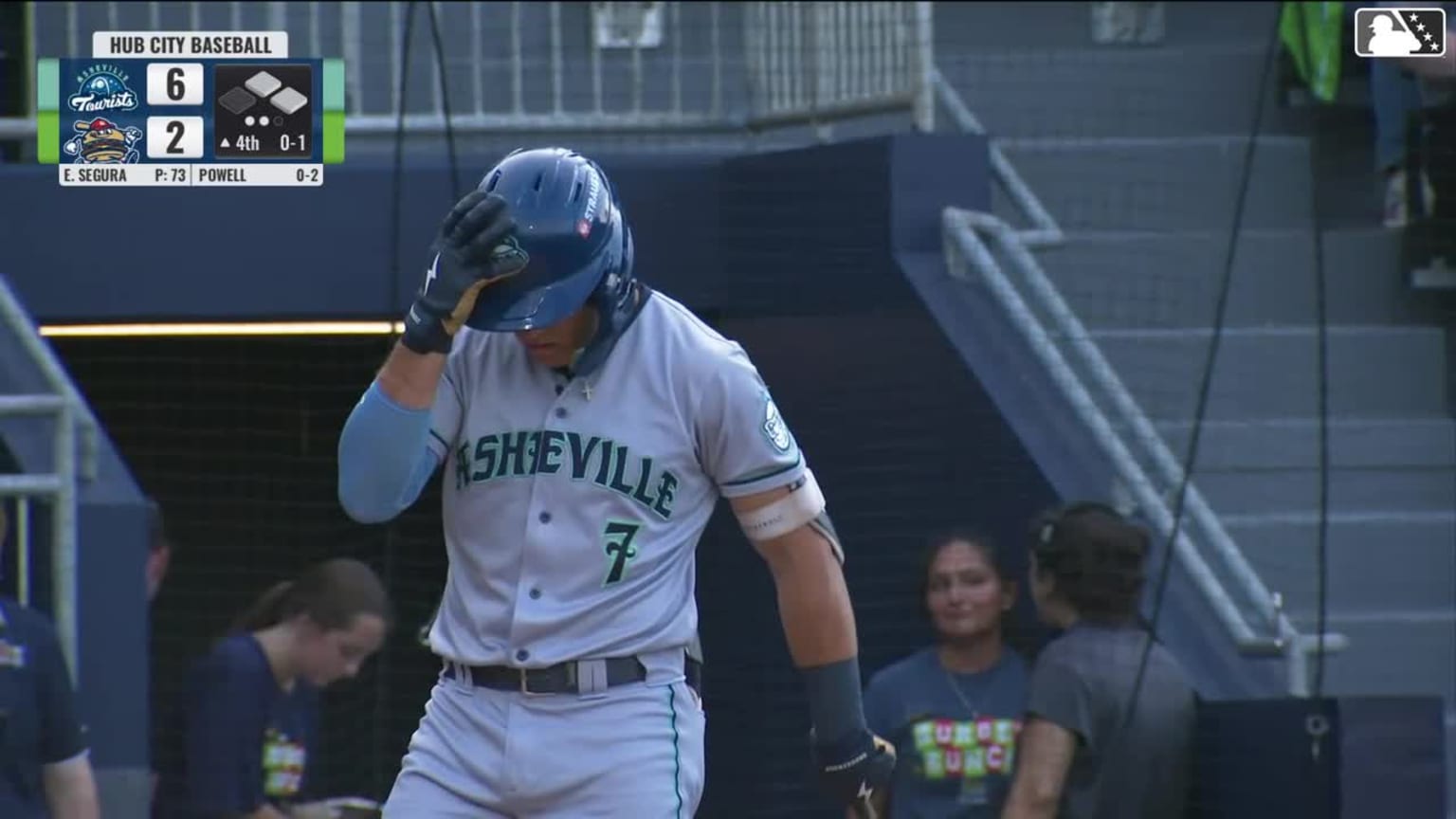 Caden Powell doubles (6) on a sharp fly ball to left fielder Yeison ...
