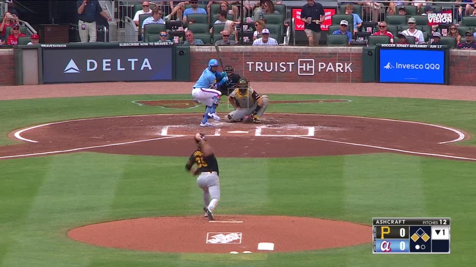 Ozzie Albies out on a sacrifice fly to center fielder Oneil Cruz ...