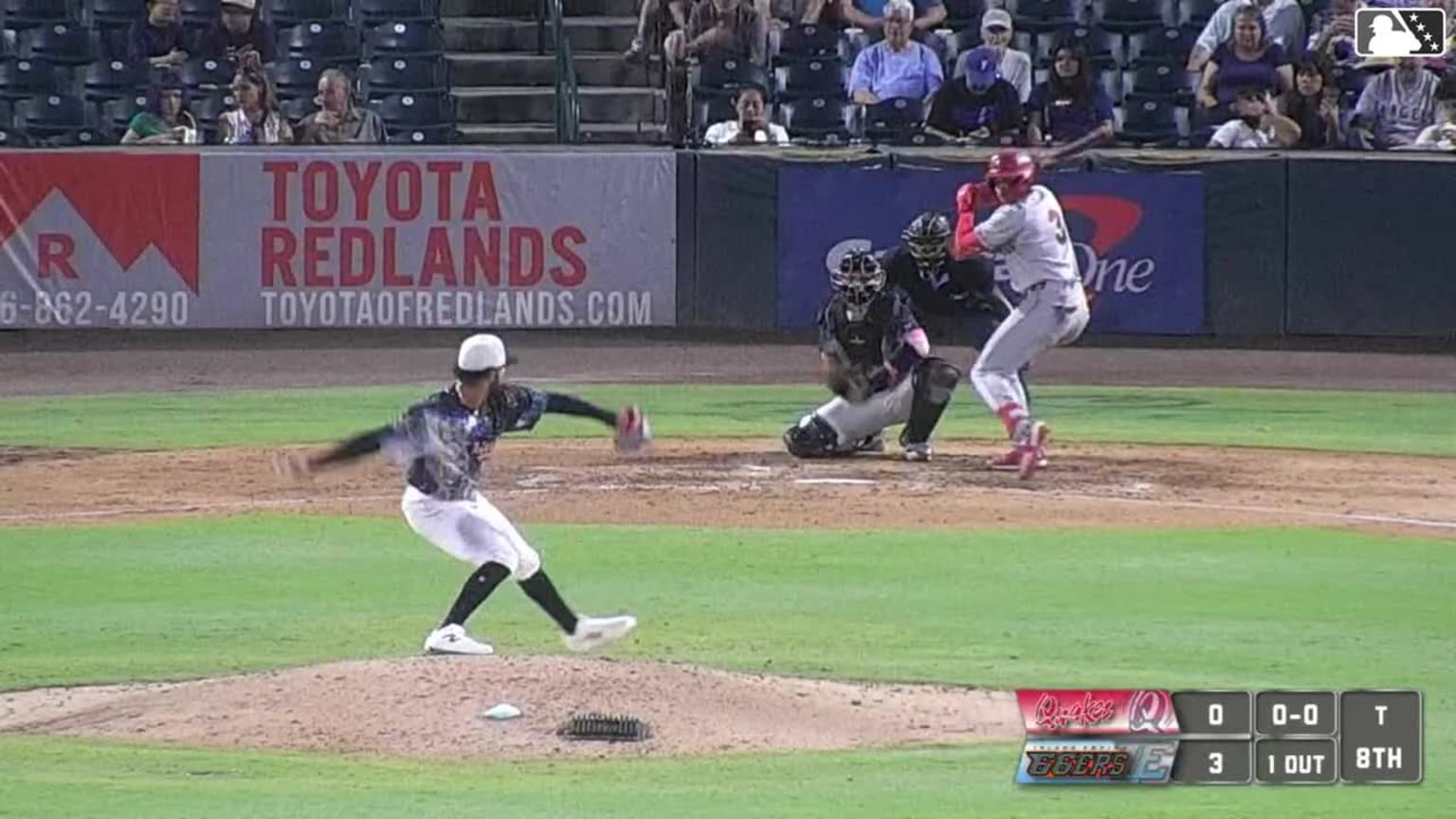 Hayden Alvarez triples (4) on a fly ball to right fielder Ryan Picollo ...