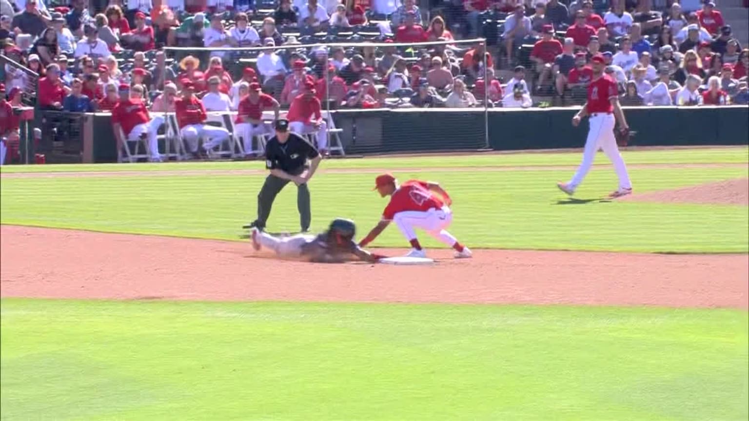 Chad Wallach cuts down Cedric Mullins at second base | 03/09/2023 | Los ...