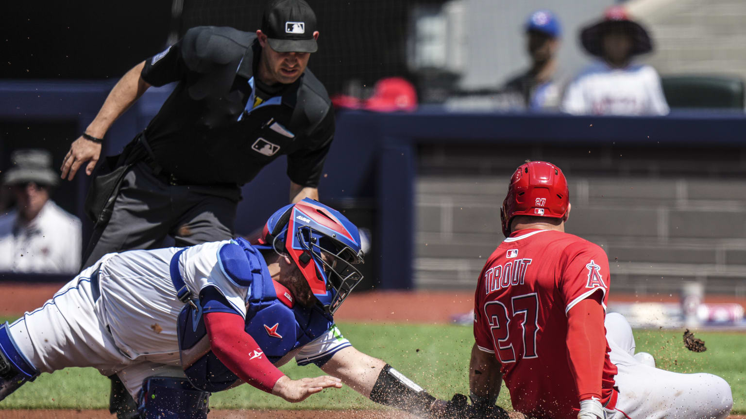 Addison Barger throws out Mike Trout at home for DP | 07/05/2025 ...