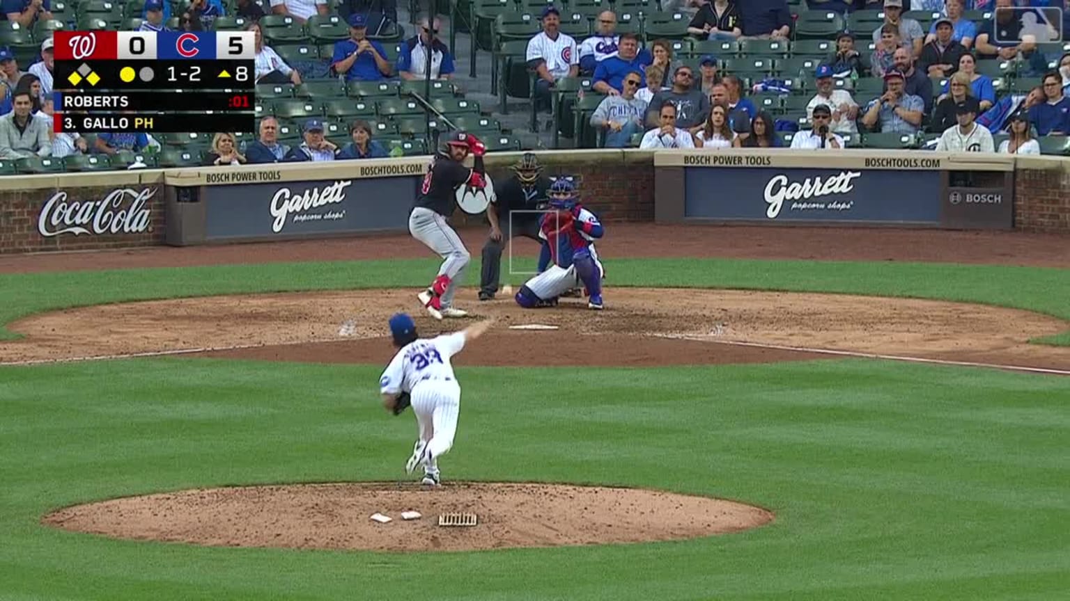 Joey Gallo hits a ground-rule double (10) on a line drive down the ...