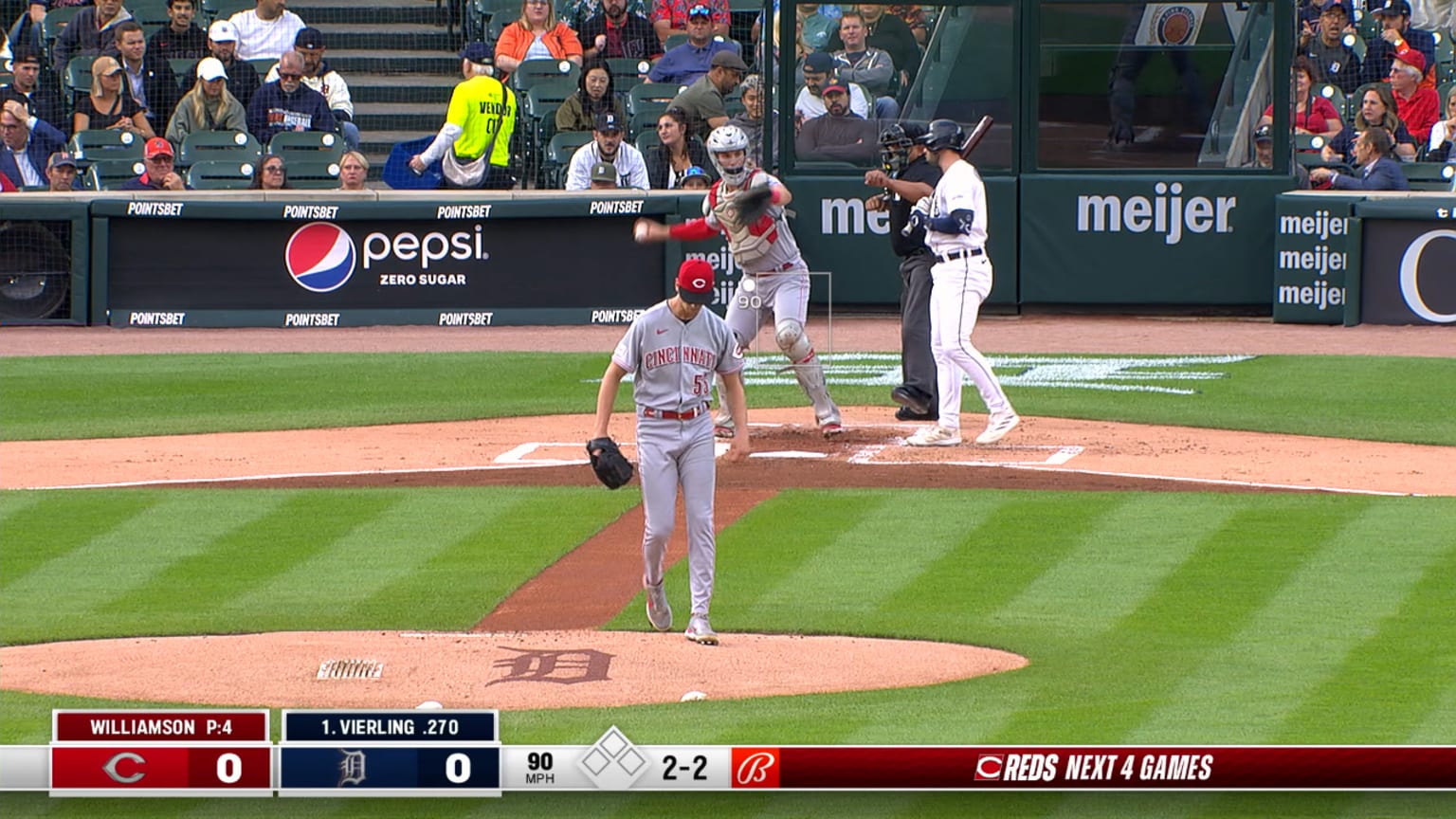 Brandon Williamson strikes out Matt Vierling | 09/12/2023 | Cincinnati Reds