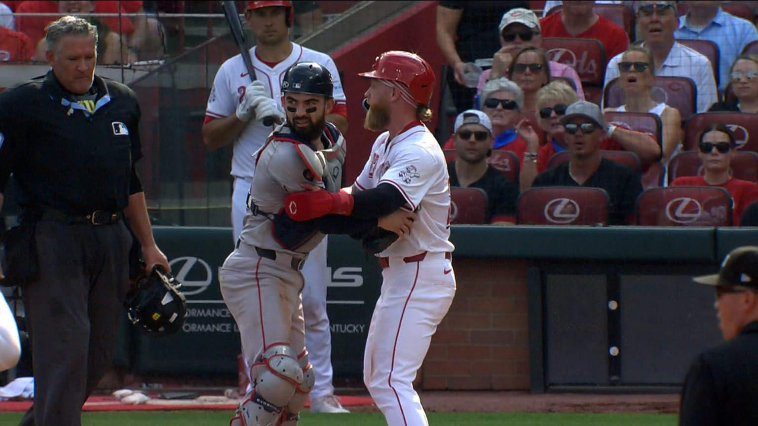 Connor Wong tags out Jake Fraley at the plate | 06/22/2024 | Boston Red Sox