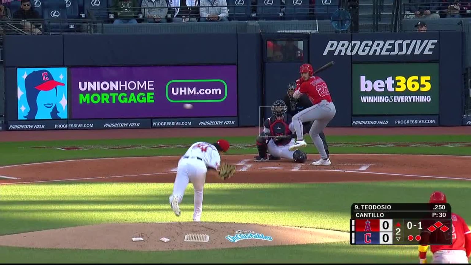 Bryce Teodosio pops out softly to first baseman Kyle Manzardo in foul ...