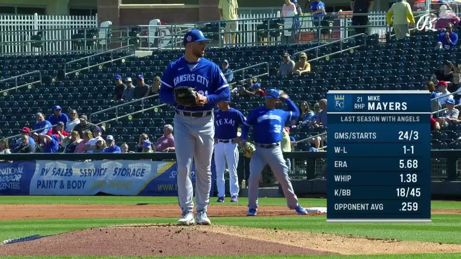 Mike Mayers strikes out two Rangers batters | 02/25/2023 | Kansas City ...