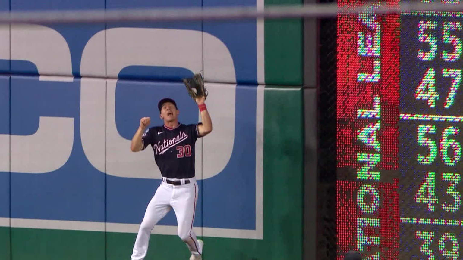 Jacob Young makes a leaping catch into the wall | 09/05/2023 | MLB.com