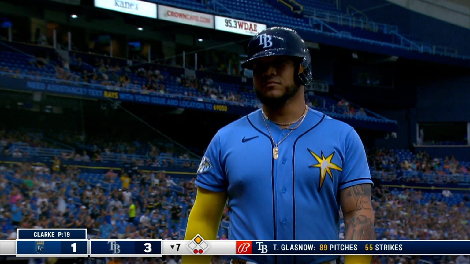 Harold Ramirez skies a sacrifice fly to center field | 06/25/2023 ...