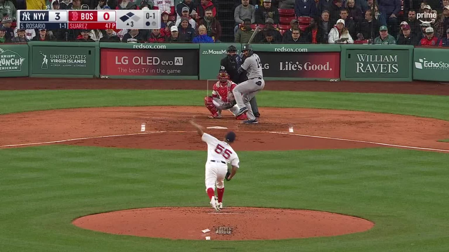 Ranger Suarez In play, run(s) to Amed Rosario | 04/22/2026 | New York ...