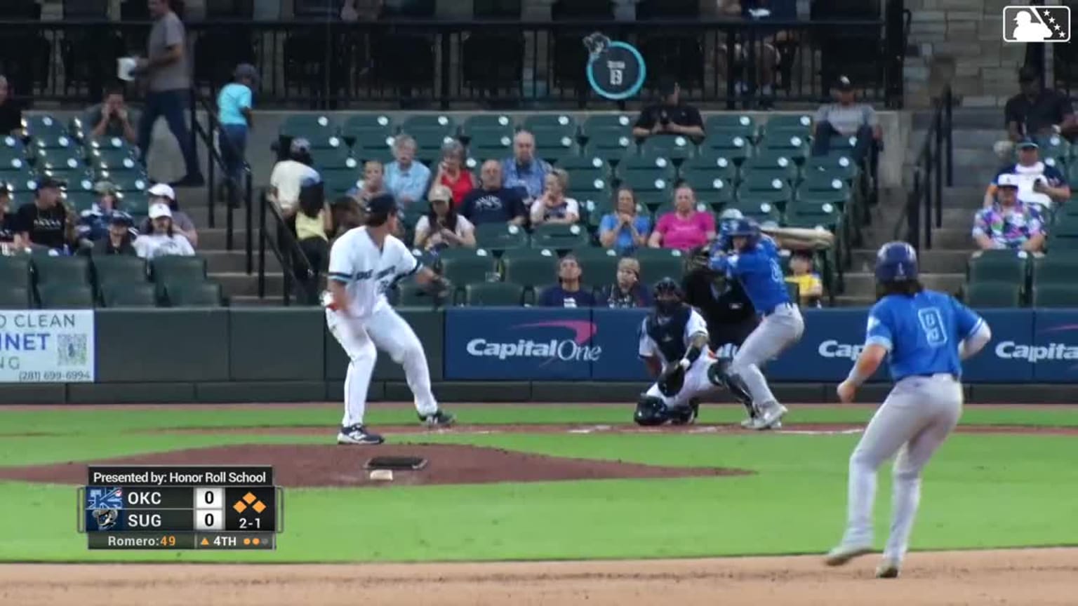 Zach Ehrhard singles on a soft line drive to center fielder Kellen ...