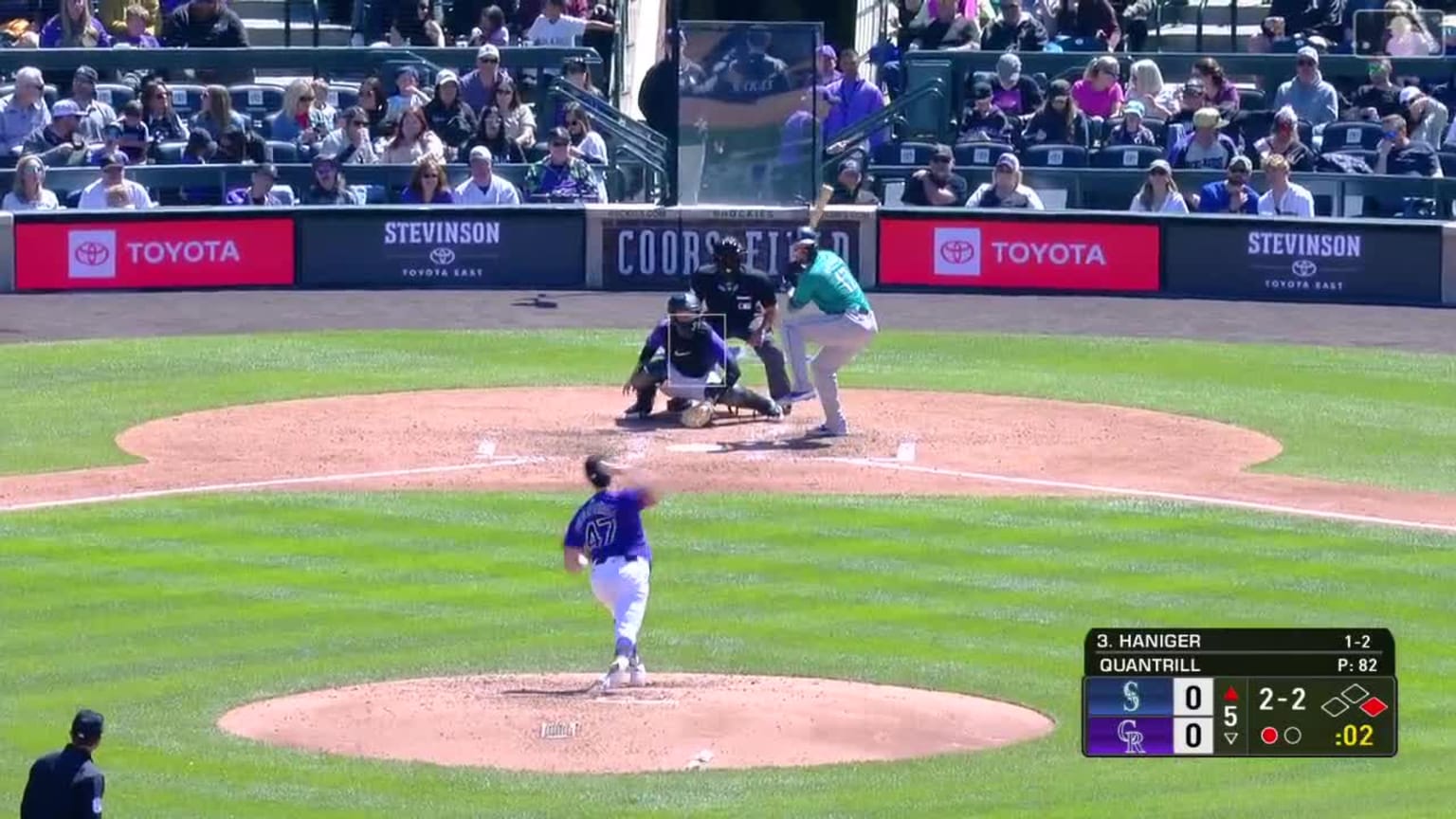 Cal Quantrill strikes out Mitch Haniger | 04/21/2024 | Colorado Rockies