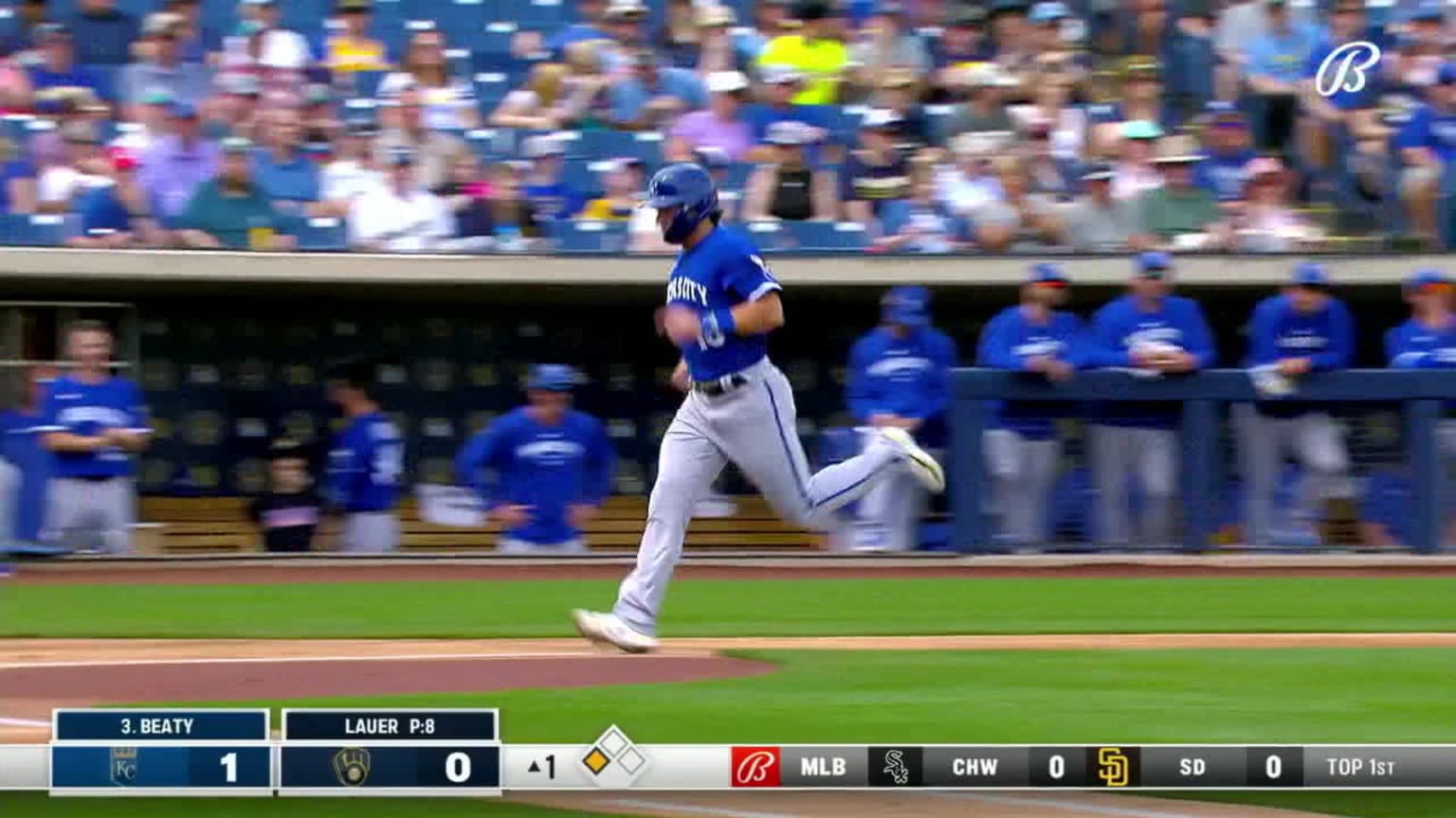 Matt Beaty hits an RBI double to right field | 03/11/2023 | Kansas City ...