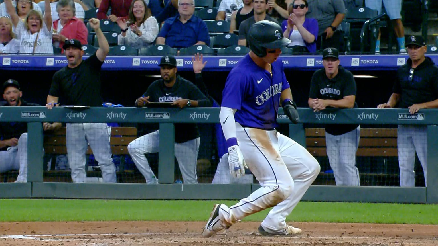 Drew Romo scores off errant throw | 08/28/2024 | Colorado Rockies