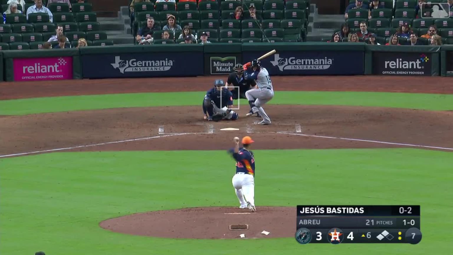 Jesús Bastidas pops out to first baseman José Abreu in foul territory ...