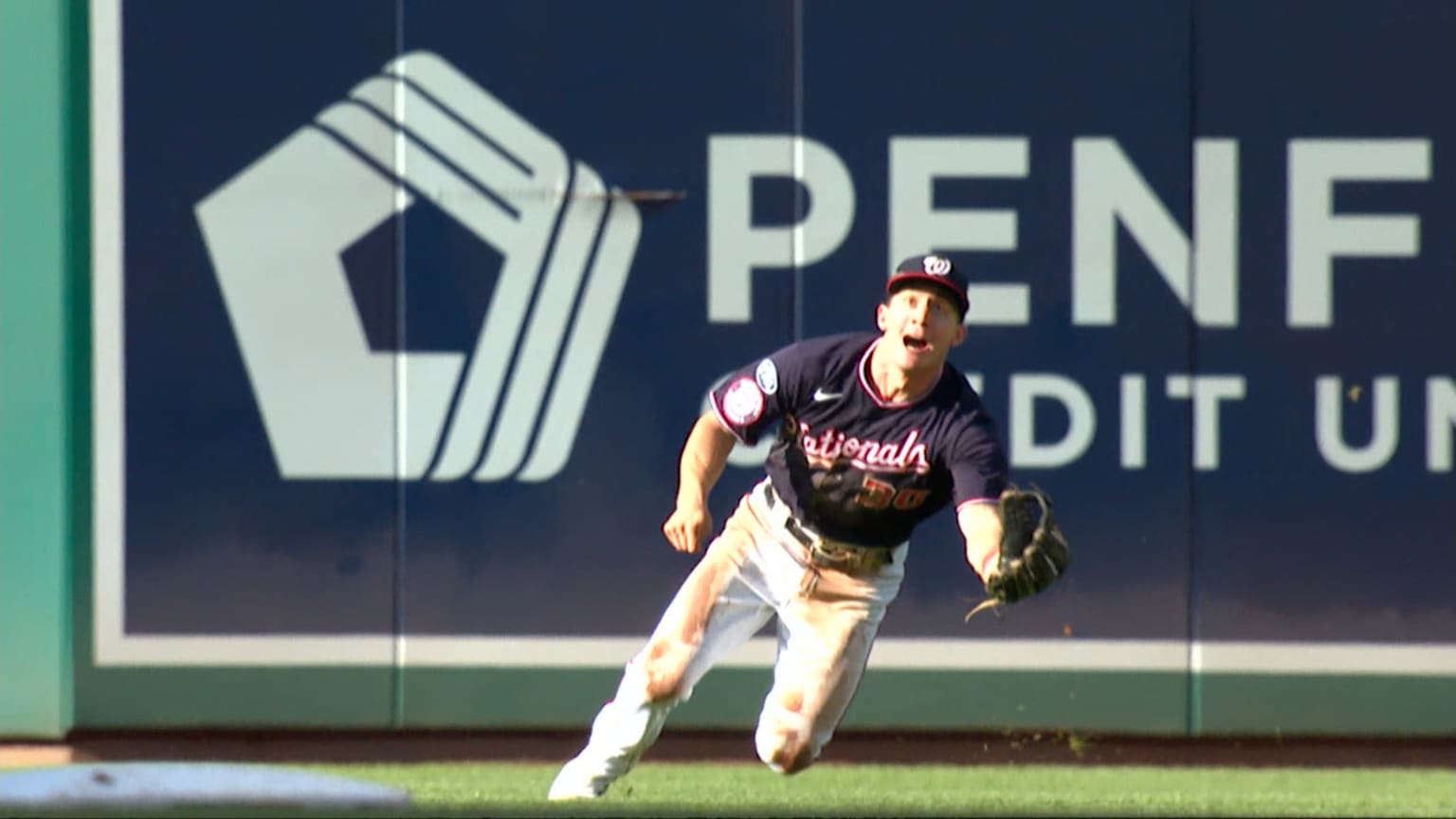 Jacob Young lays out for a great diving catch | 09/10/2023 | Washington ...