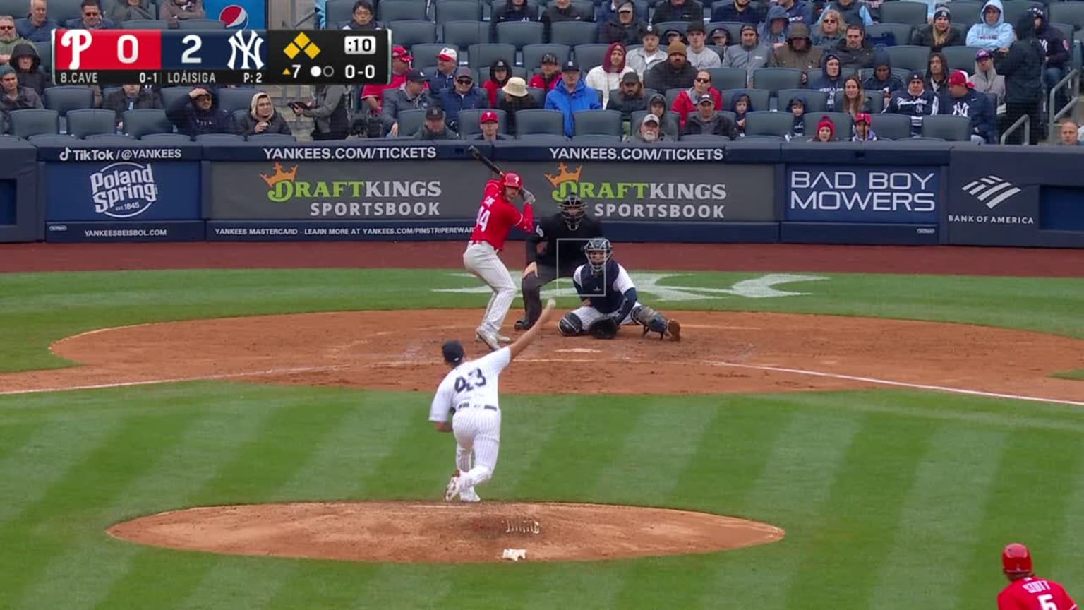 Jake Cave lifts a sacrifice fly in the 7th inning | 04/05/2023 ...