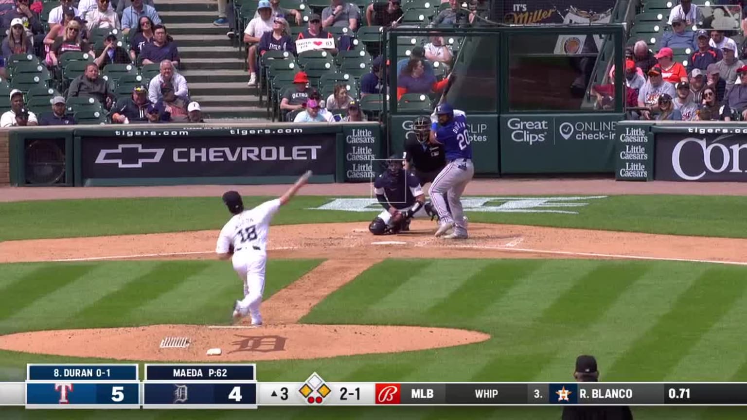 Ezequiel Duran grounds out, second baseman Colt Keith to first baseman ...