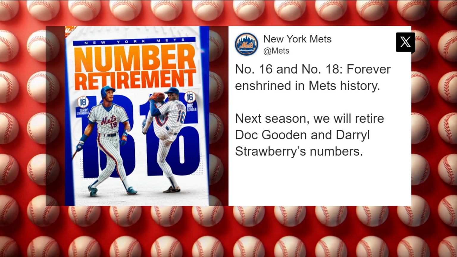 Mets to retire Strawberry and Gooden's numbers | 08/25/2023 | MLB.com