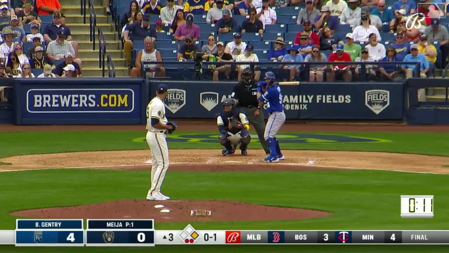 Tyler Gentry hits an RBI double to center field | 03/11/2023 | Kansas ...