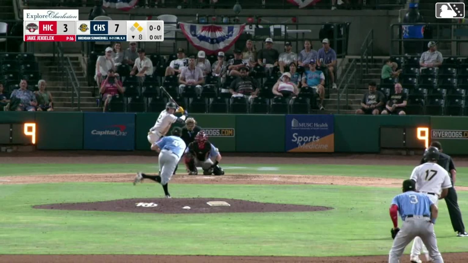 Brendan Summerhill doubles (4) on a fly ball to right fielder Marco ...