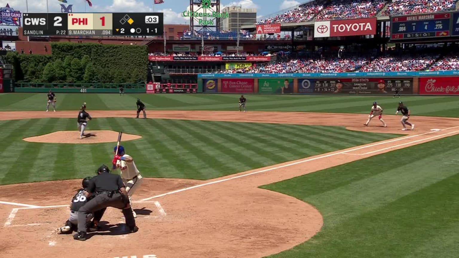 David Sandlin In play, run(s) to Rafael Marchán | 06/07/2026 ...