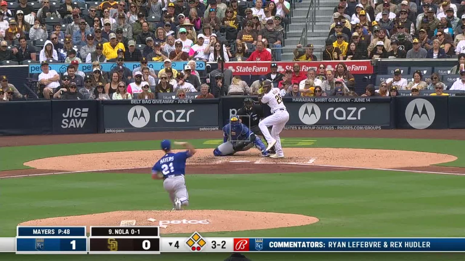 Austin Nola strikes out swinging. | 05/17/2023 | Kansas City Royals