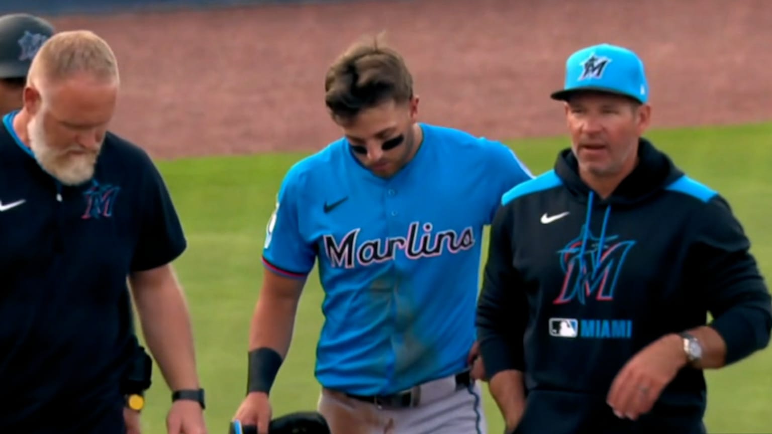 Connor Norby triples, exits with apparent injury | 03/22/2025 | Miami ...