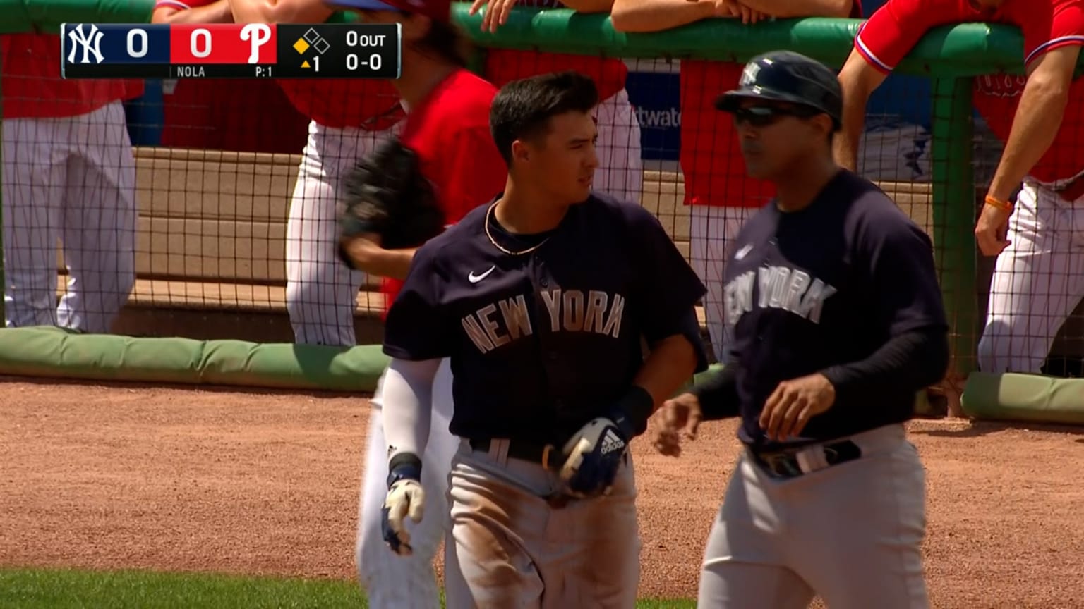 Anthony Volpe legs out a leadoff triple vs. Phillies | 03/25/2023 | MLB.com