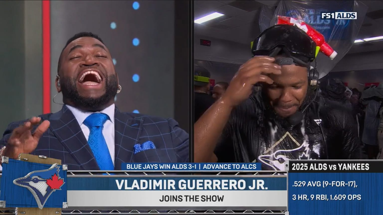 Vladimir Guerrero Jr., David Ortiz celebrate ALDS win | 10/08/2025 | Toronto Blue Jays
