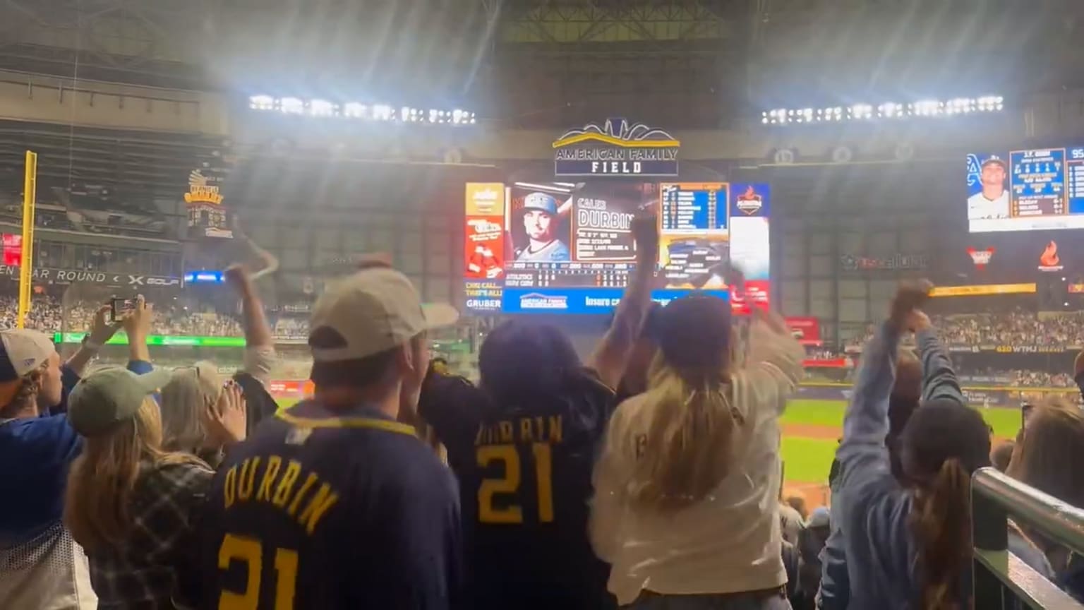 Caleb Durbin's family reacts to his first hit | 04/18/2025 | Milwaukee ...