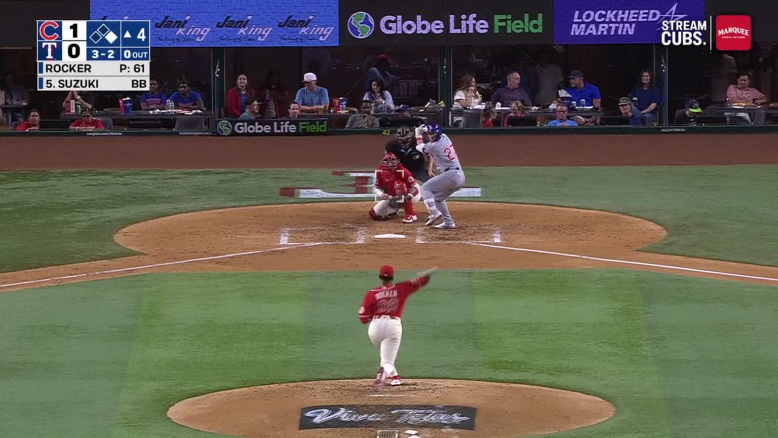Kumar Rocker In play, run(s) to Seiya Suzuki | 05/08/2026 | Chicago Cubs
